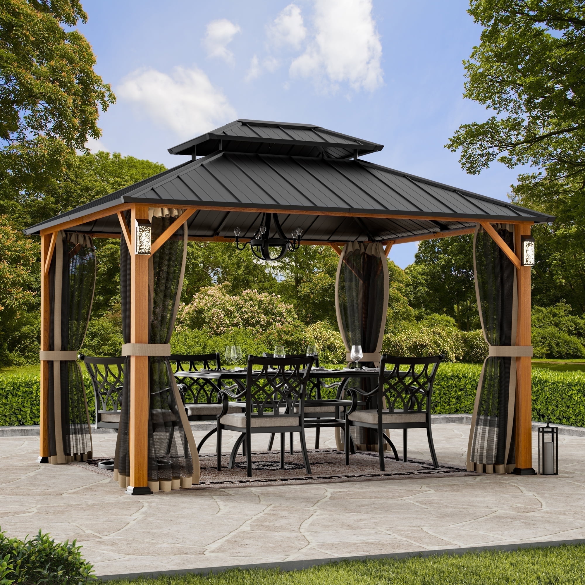 Modern Shade 10'x12' Hard Top Gazebo W/ Solar LED light - Walmart.com