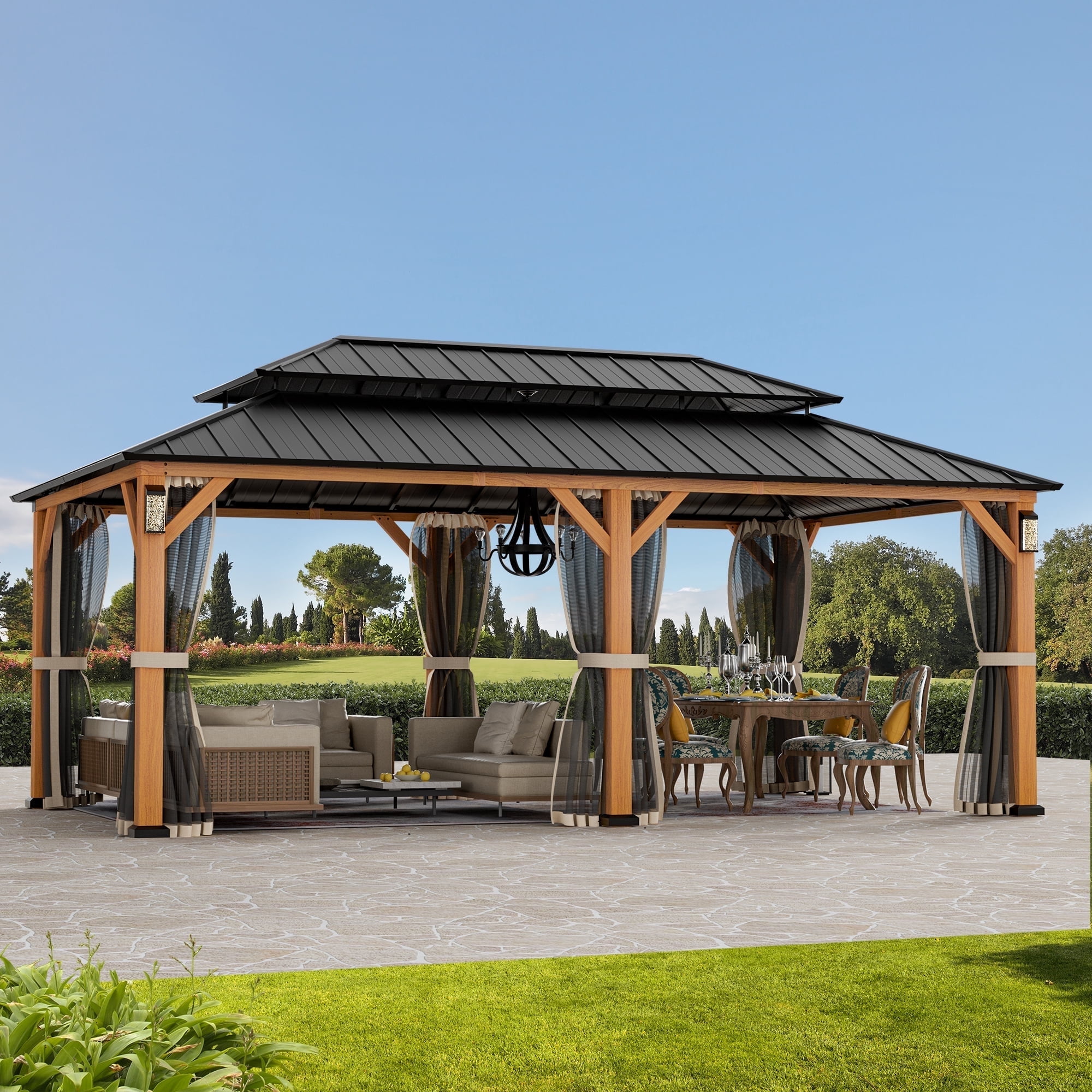 Modern Shade 12'x20' Hard Top Gazebo W/ Solar LED light - Walmart.com