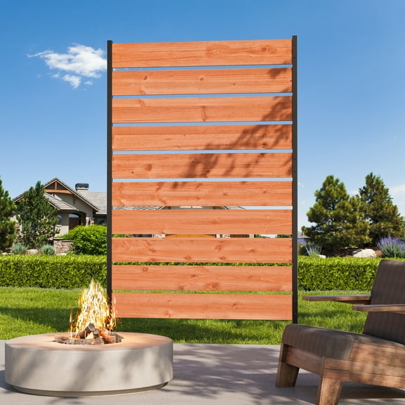 5' x 3' Wood Privacy Fence Screen (1 Panel) Natural Wood, Outdoor ...