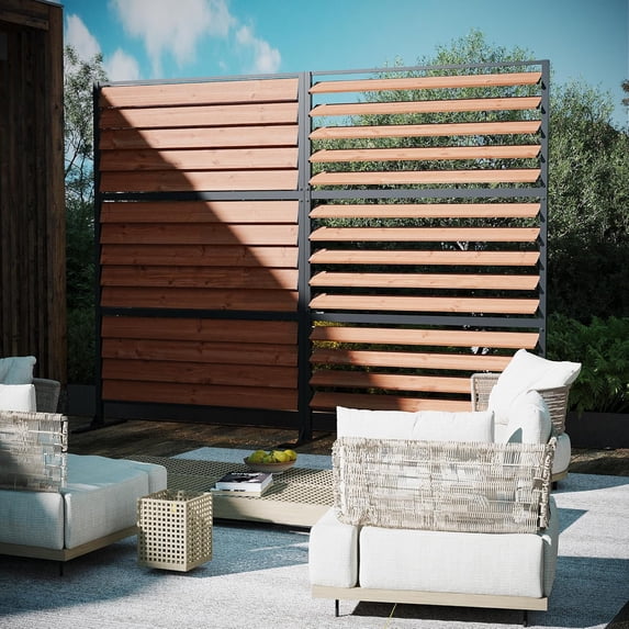 Modern Shade 6x4 ft Louvered Cedar Privacy Fence Panel Adjustable ...