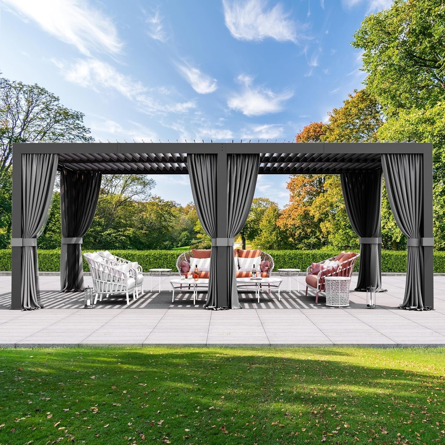 Modern Shade Aurora Louvered Pergola 10'x20' with USB Charging Port ...