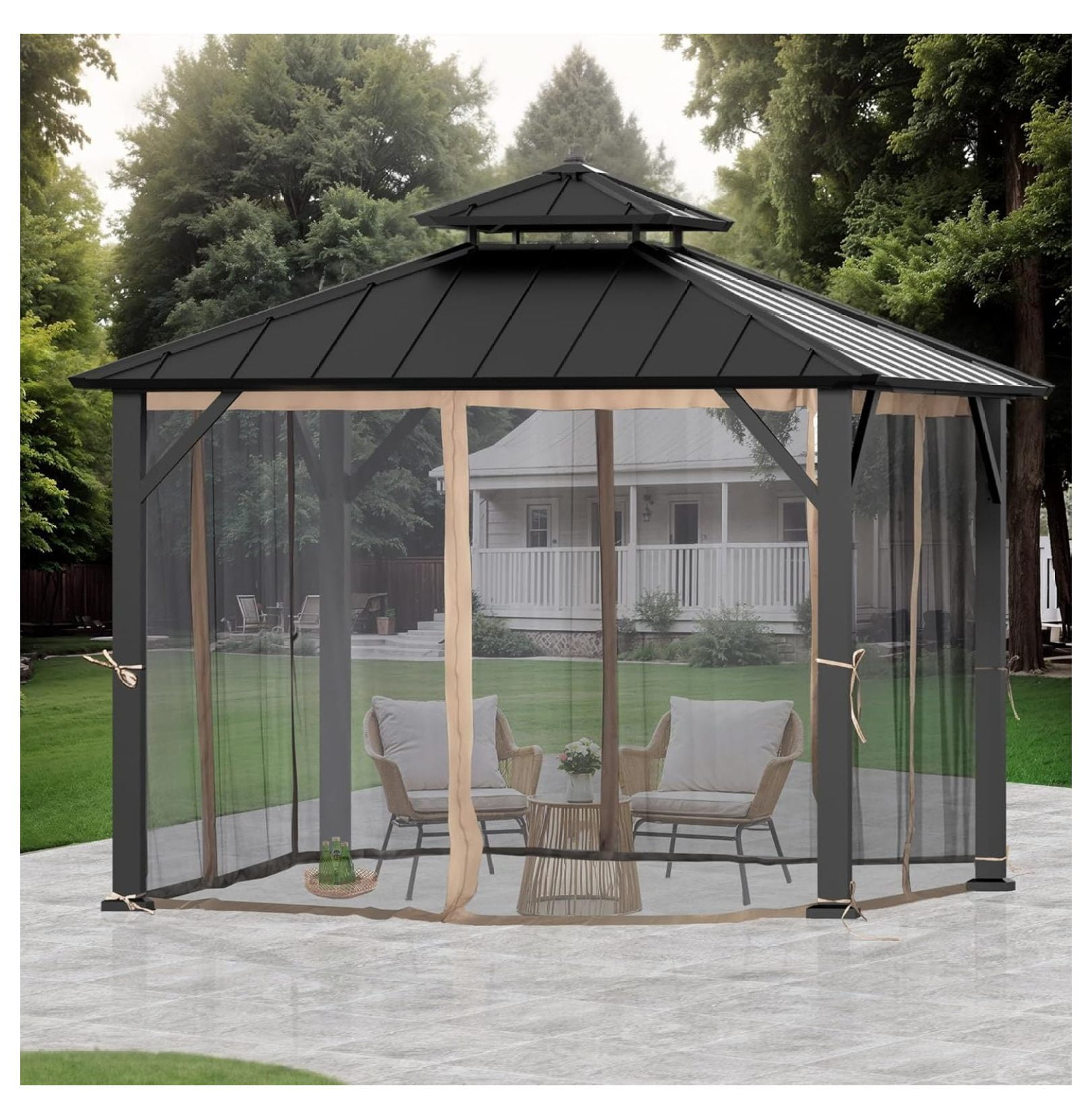Modern Shade Universal 11' x 13' Gazebo Mosquito Netting Replacement, 4 ...