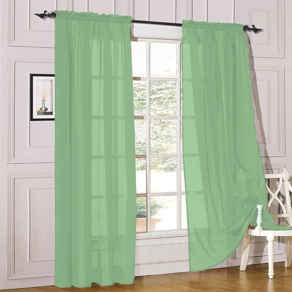 Modern Sheer Rod Pocket Window Curtains 2 Panels Set for Living Room ...
