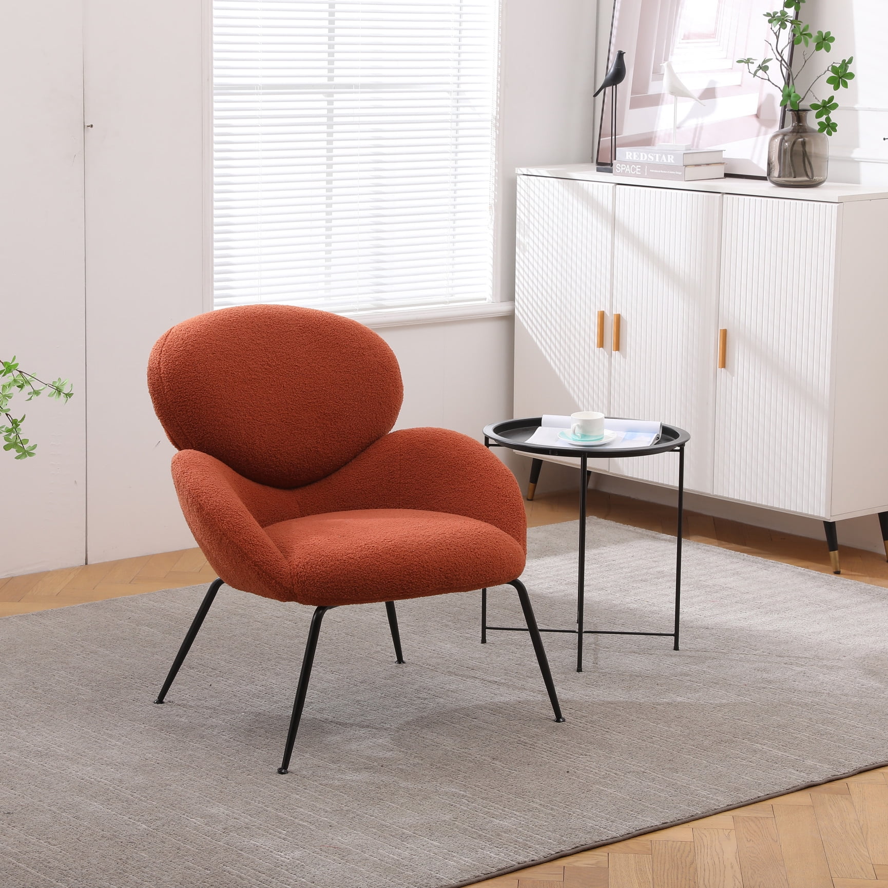 Modern Sherpa Chair, Teddy Accent Chair with Wide Backrest, Upholstered ...