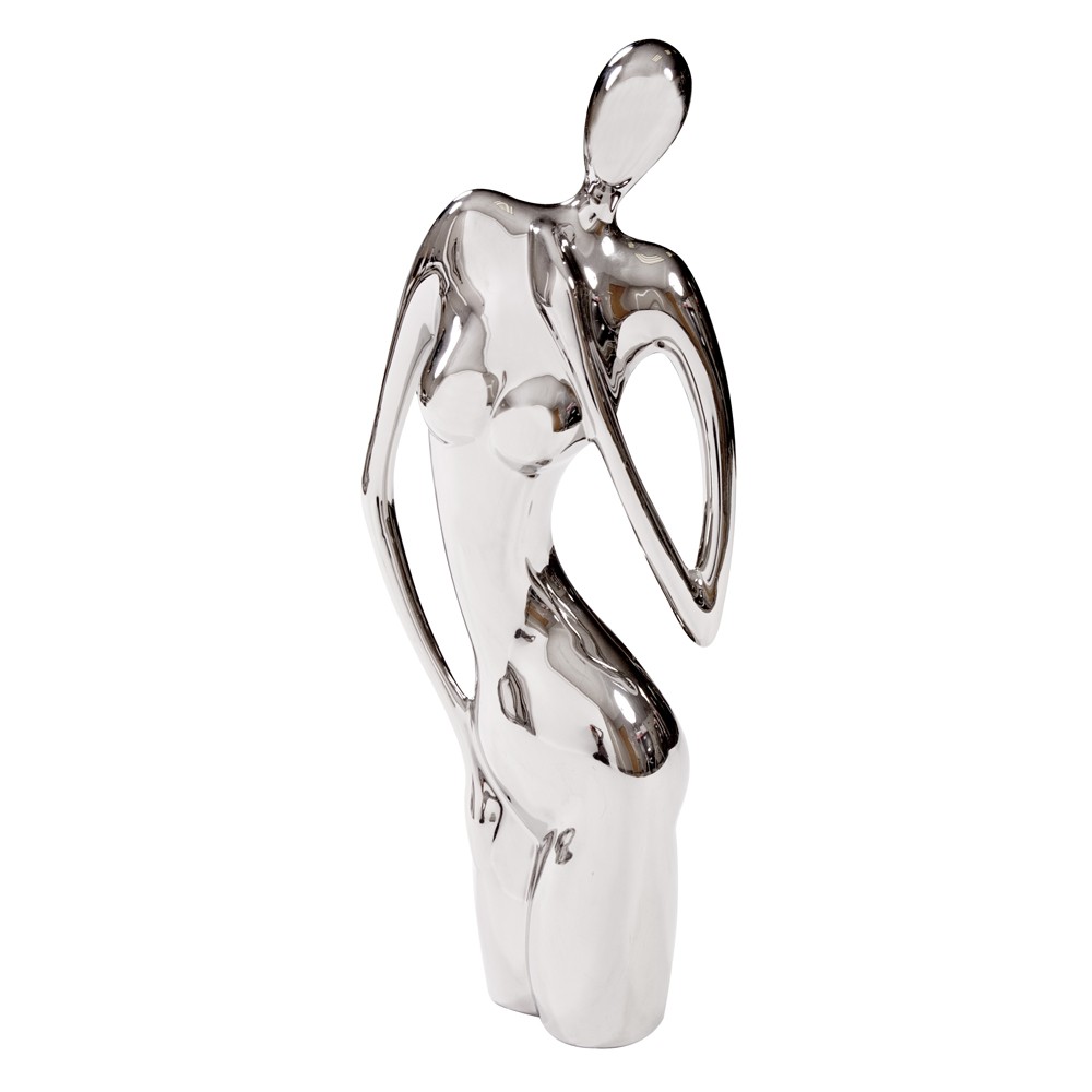 Modern Shiny Silver Female Form Sculpture - Walmart.com