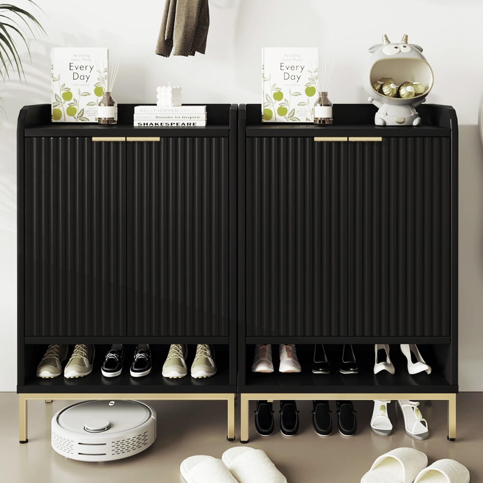 BOCVKENN 5-Tier Farmhouse Shoe Cabinet with 3 Adjustable Shelves, 41.5 ...