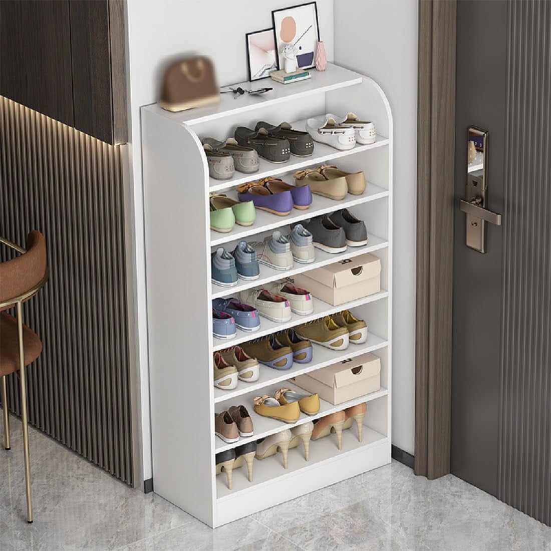 Modern Shoe Storage Cabinet, 7-Tier Shoe Rack Open Design Freestanding ...