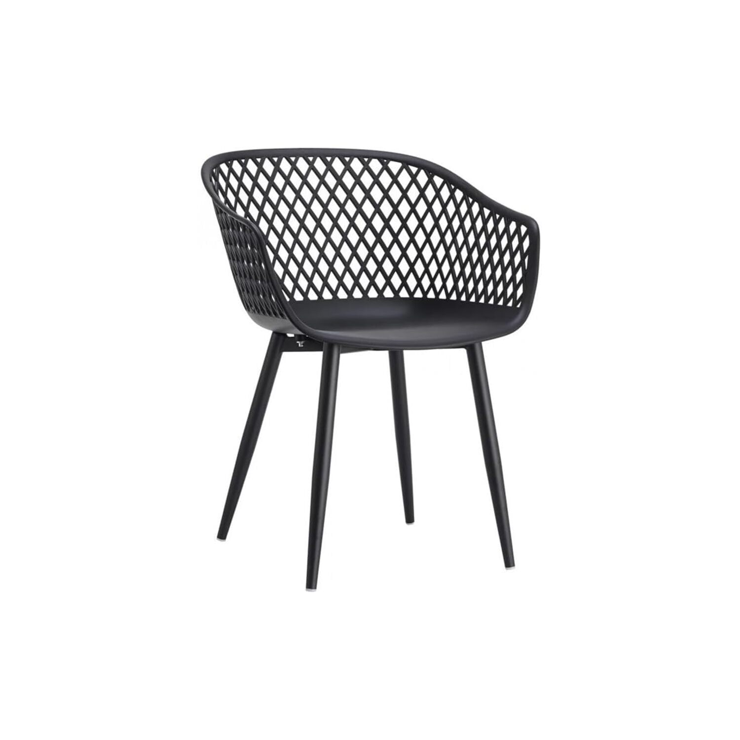 Modern Side Chairs Set of 2 Black Polypropylene Dining Chairs Metal ...
