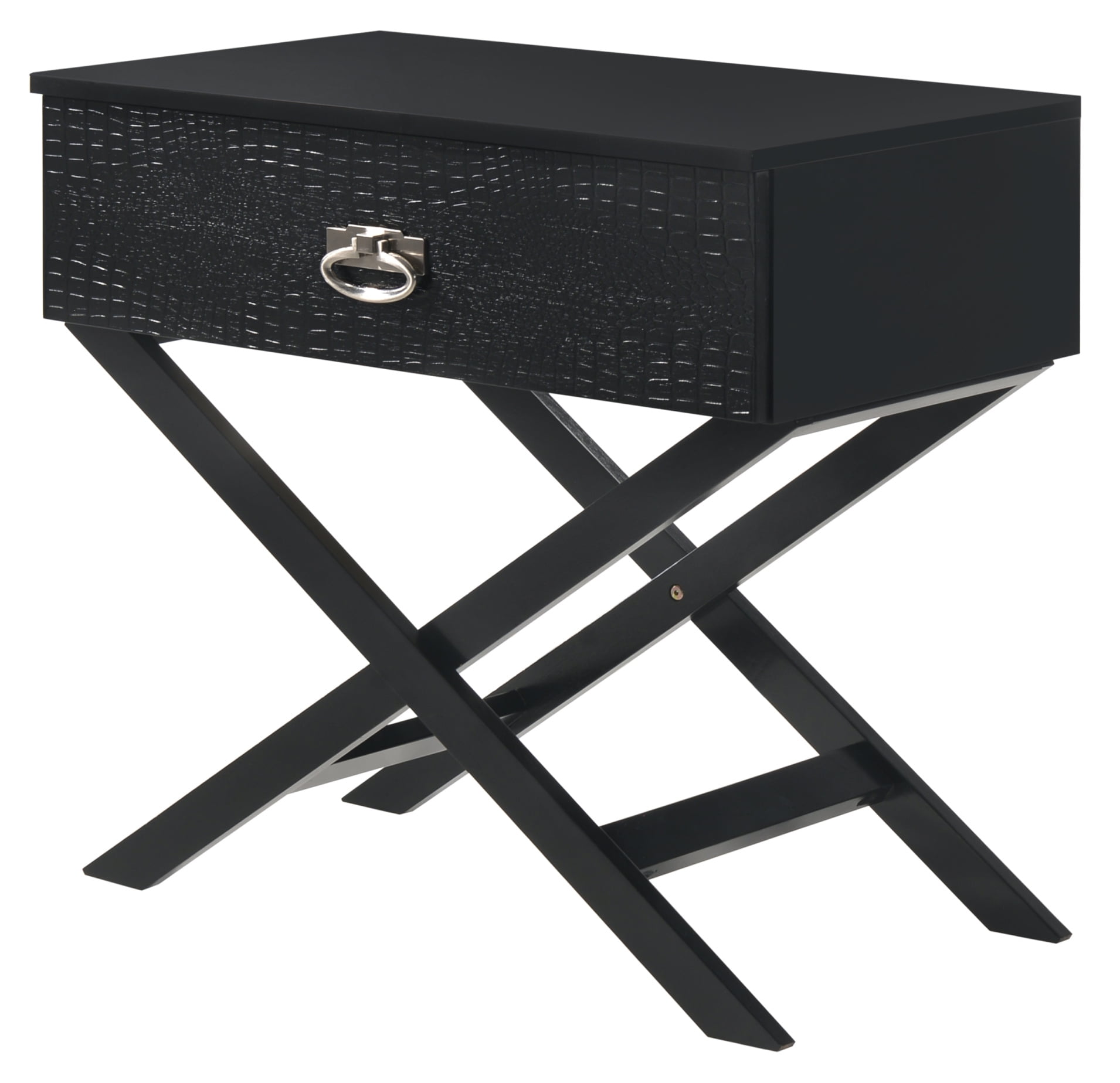 Modern Side Table with Drawer, Accent Nightstand End Table with X-Shape ...