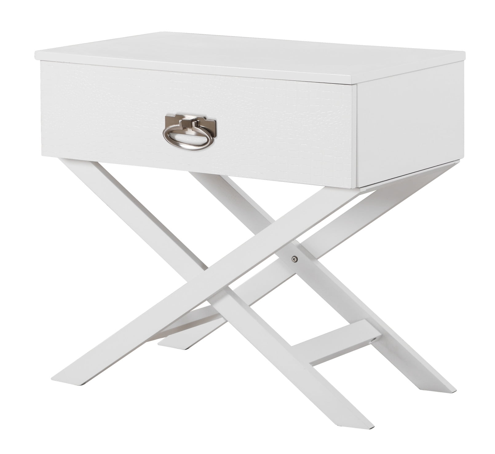 Modern Side Table with Drawer, Accent Nightstand End Table with X-Shape ...