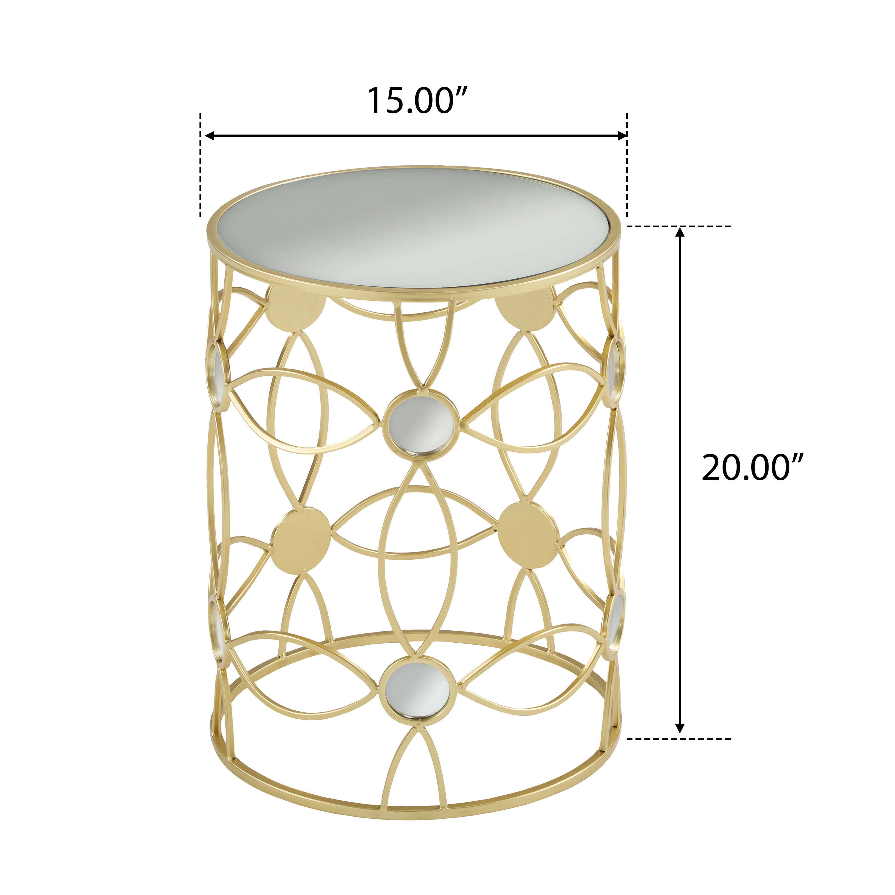 Modern Side Table [Metal Frame+Mirror Top],Gold+Clear Metal,Mirror ...