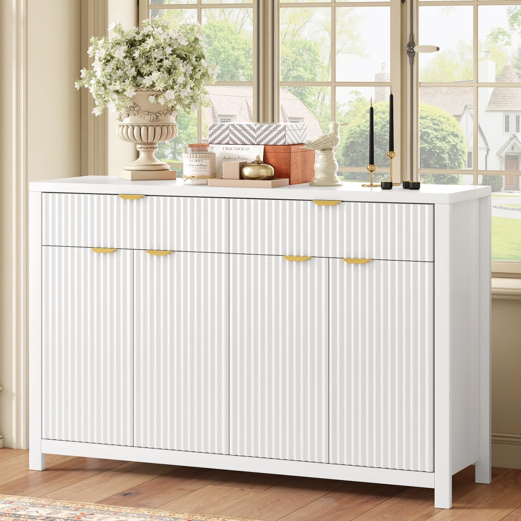 Modern Sideboard with 3-Level Adjustable Shelves, Wave-Pattern Console ...
