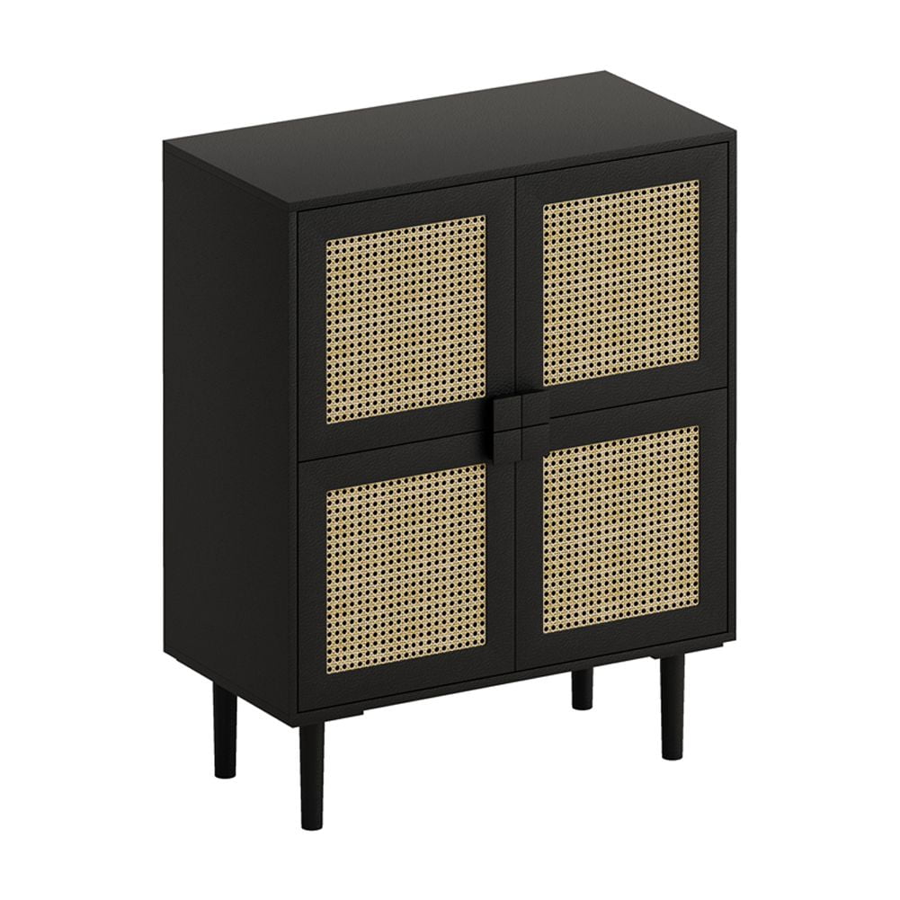 Modern Sideboard Buffet Accent Storage Cabinet With 4 Rattan Mesh Doors ...