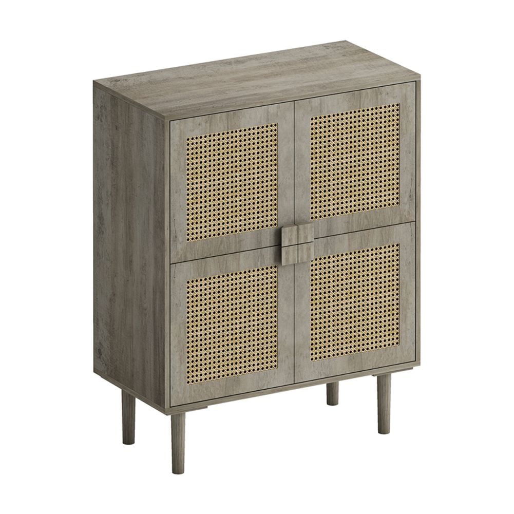Modern Sideboard Buffet Accent Storage Cabinet With 4 Rattan Mesh Doors ...