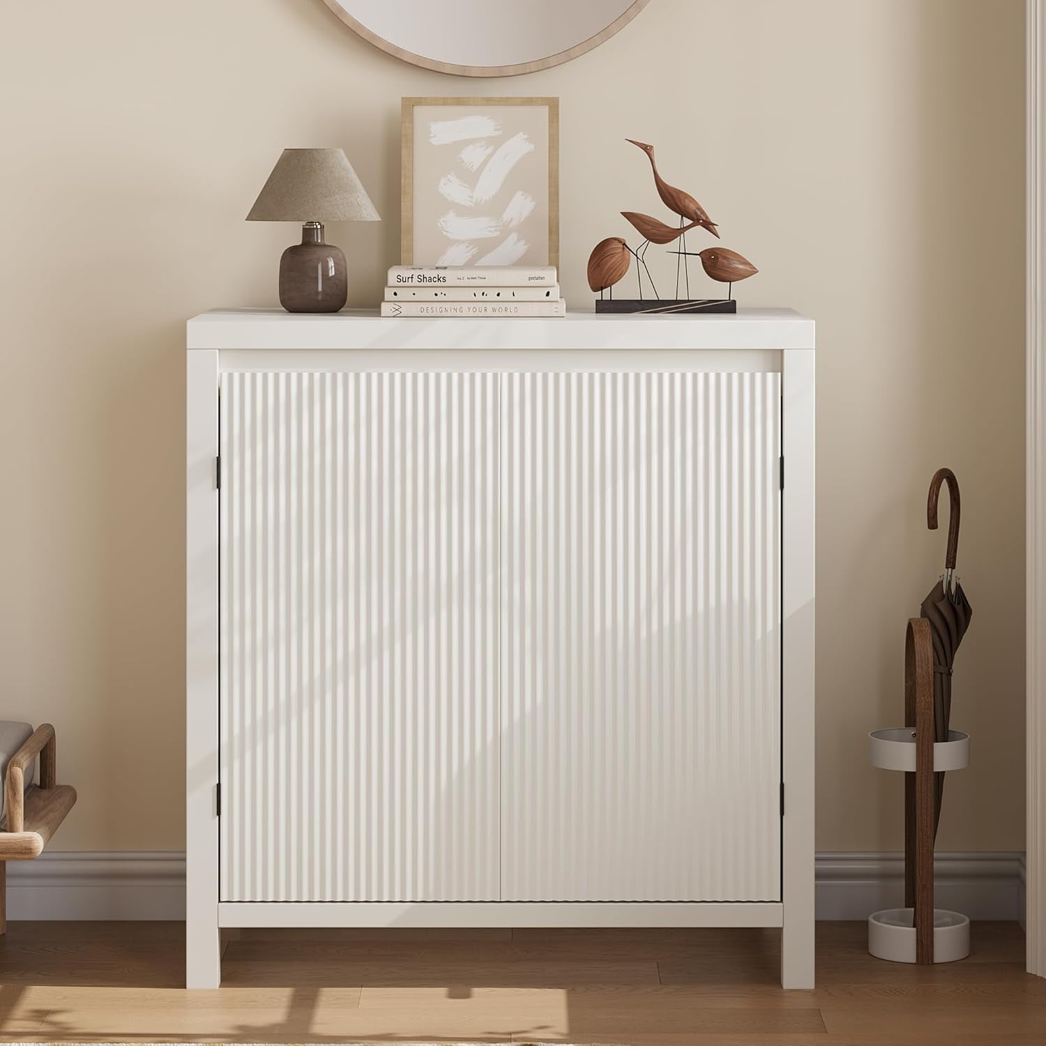 Modern Sideboard Buffet Cabinet with Doors and Shelves, Fluted Storage ...
