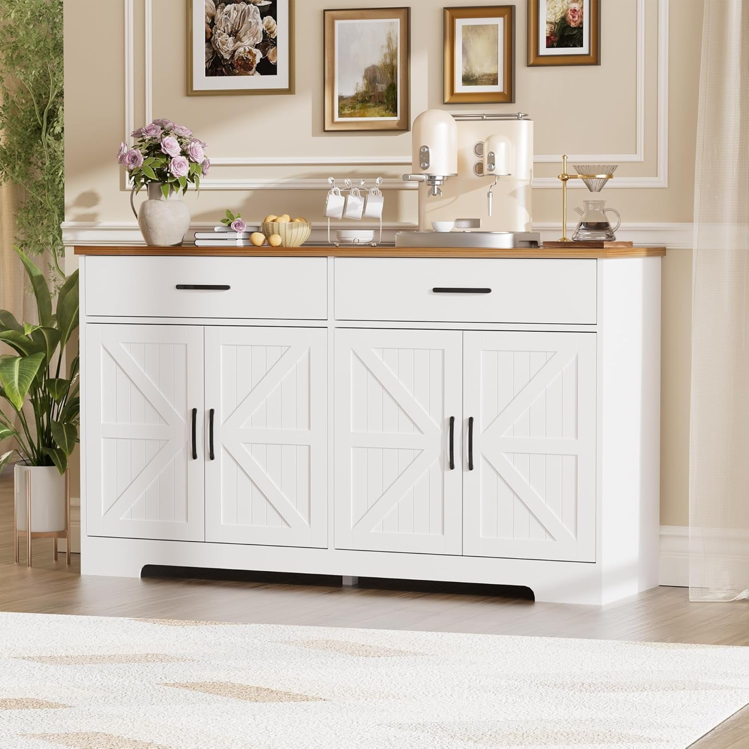 Modern Sideboard Buffet Cabinet with Storage, Farmhouse Kitchen Cabinet ...