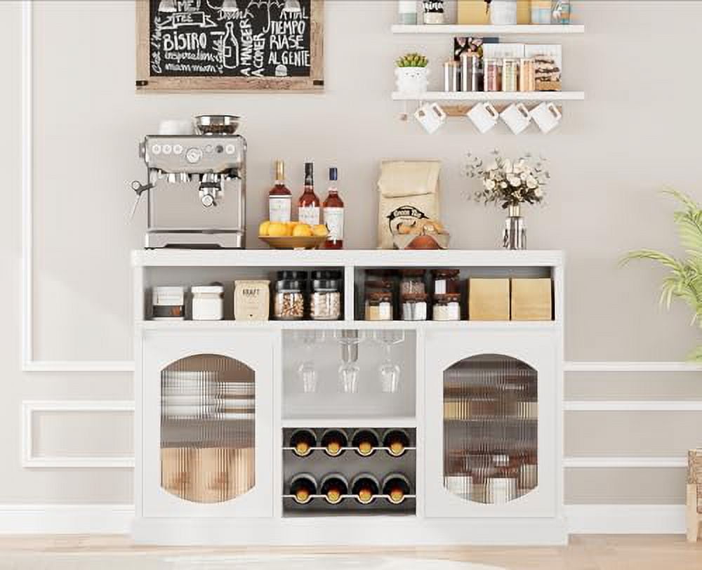 Modern Sideboard Buffet Storage Cabinet with LED Lights,White Sideboard ...