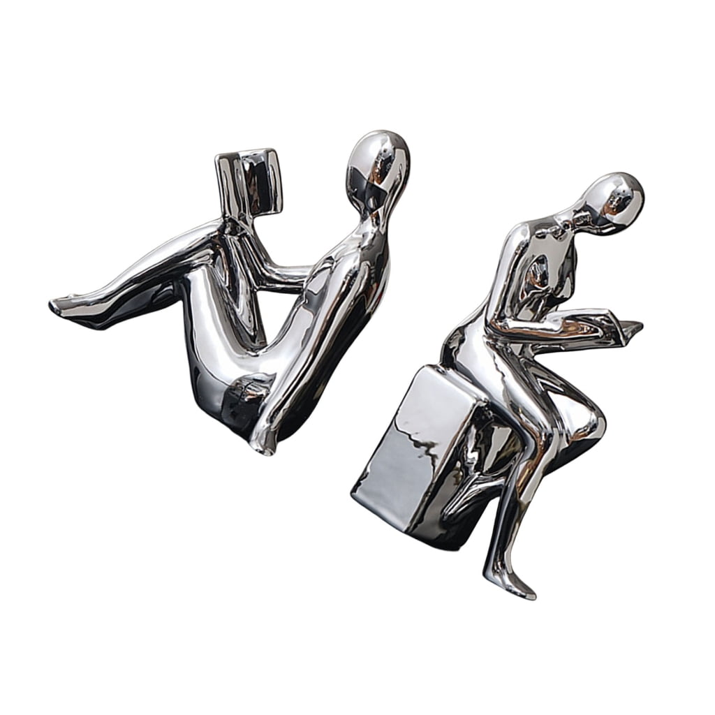 Modern Silver Bookend Sculptures For Creative And Bookshelves ...