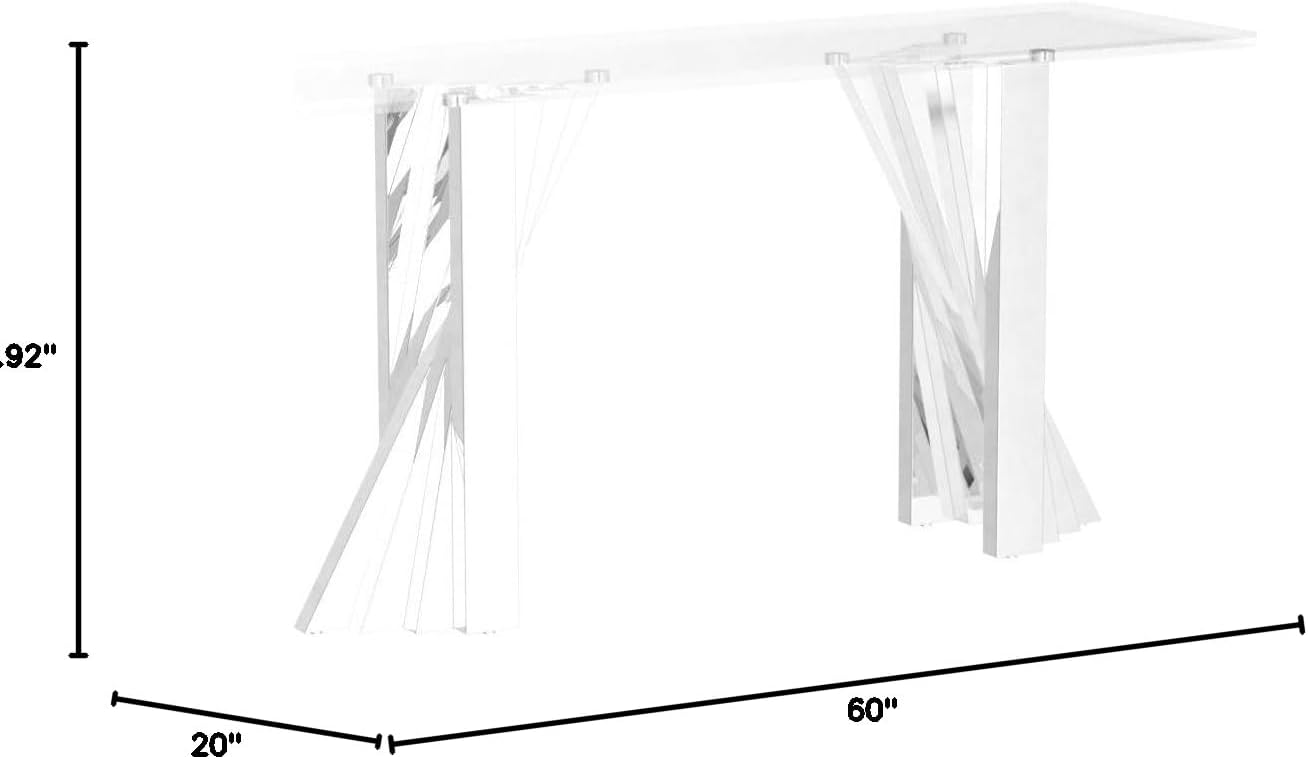 Modern Silver Console Table with 60'' Glass Top for Entryway, Hallway ...
