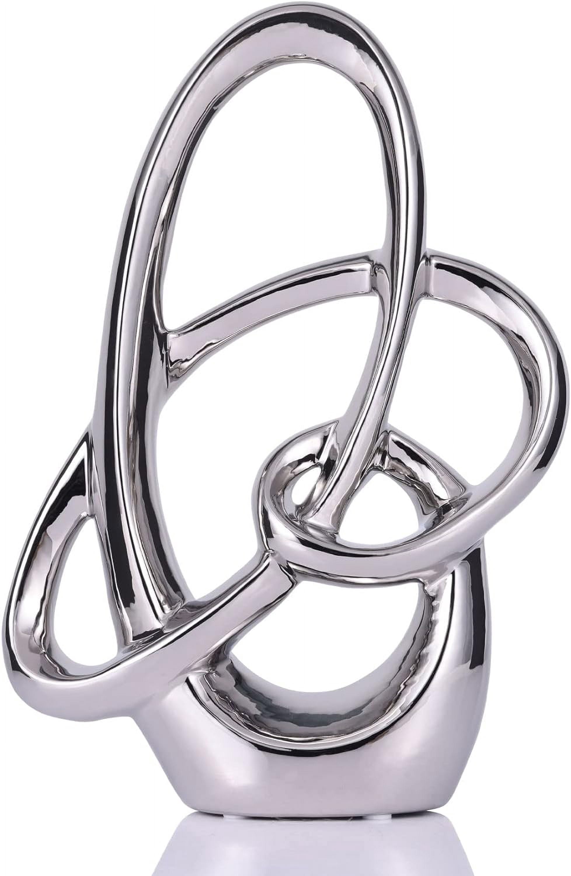 Modern Silver Decor Ceramic Statue - Abstract Home Accent & Tabletop ...