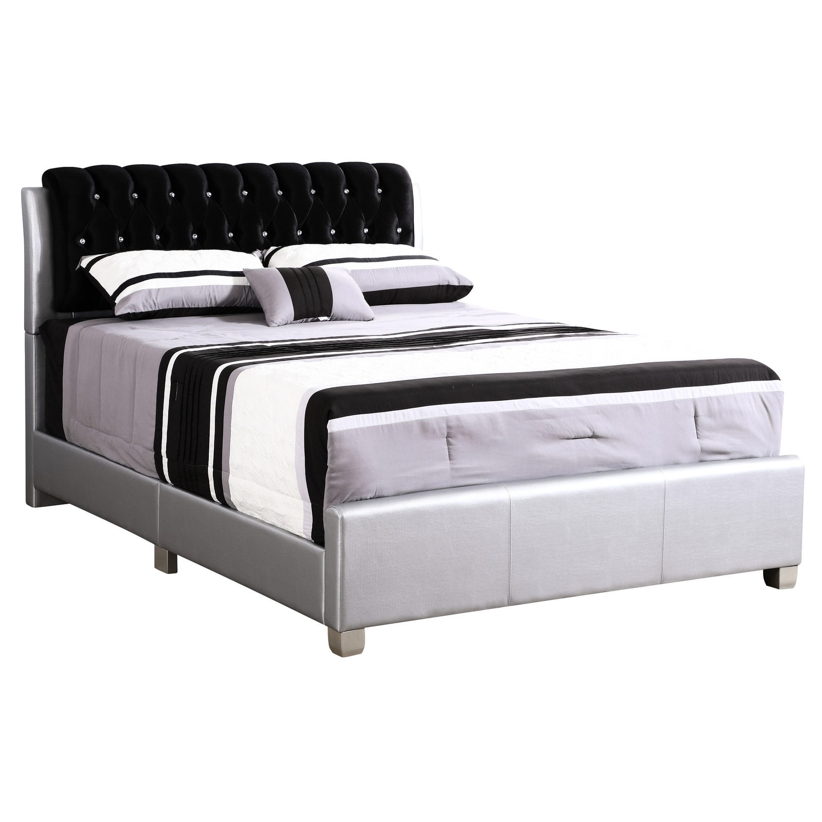 Modern Silver King Bed with Foam Filling / Suits Bedroom Decor ...