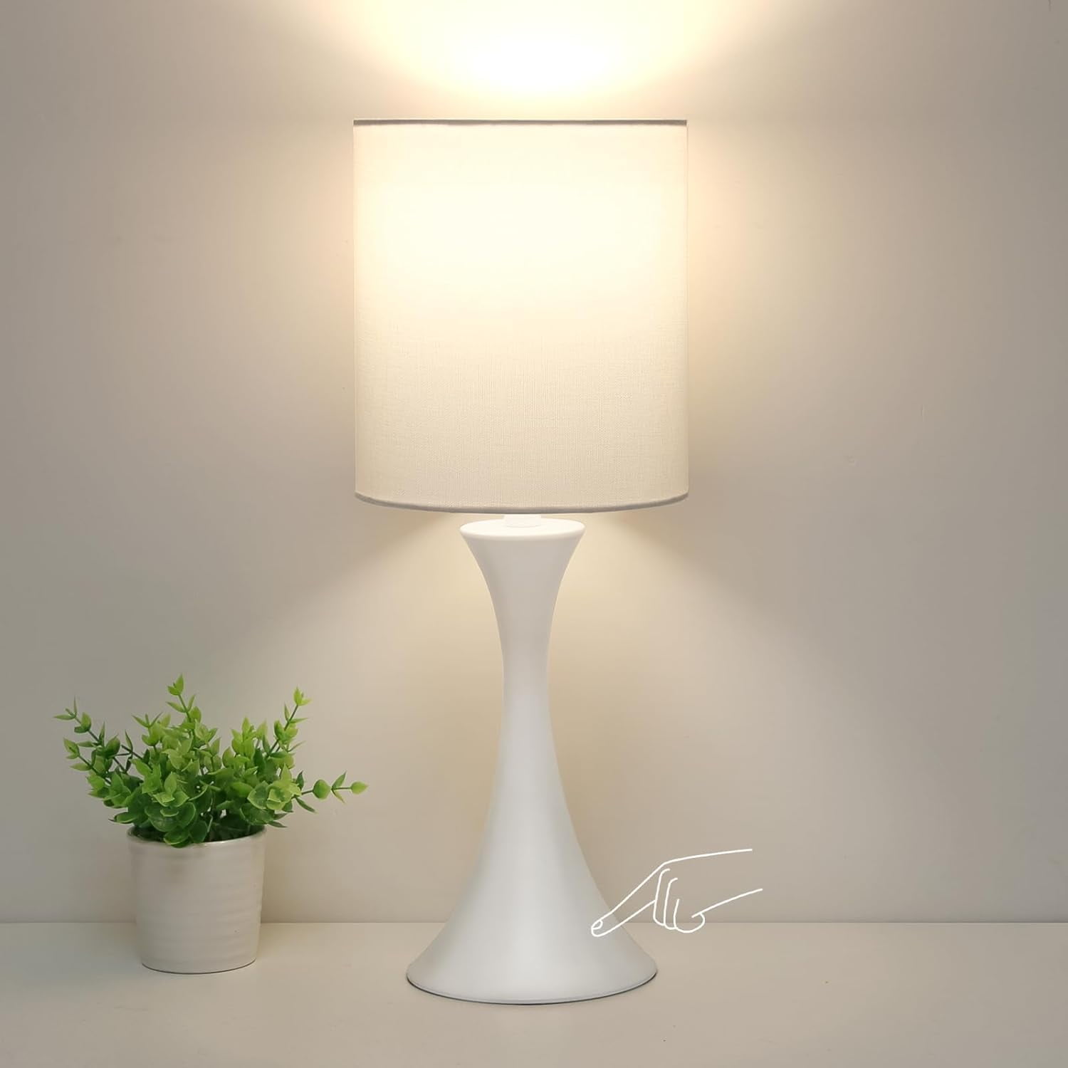 Modern Silver Table Lamp 3-Way Dimmable Desk Lamp for Living Room ...