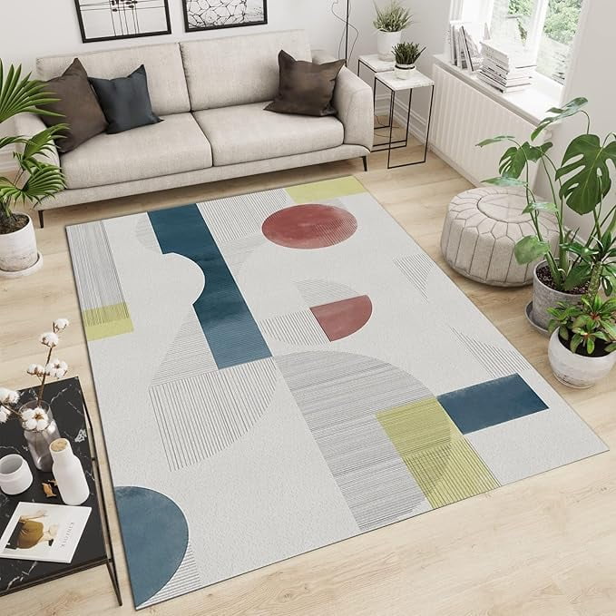 Modern Simple And Fresh Area Rug, Irregular Geometric Lines Runner Rugs ...