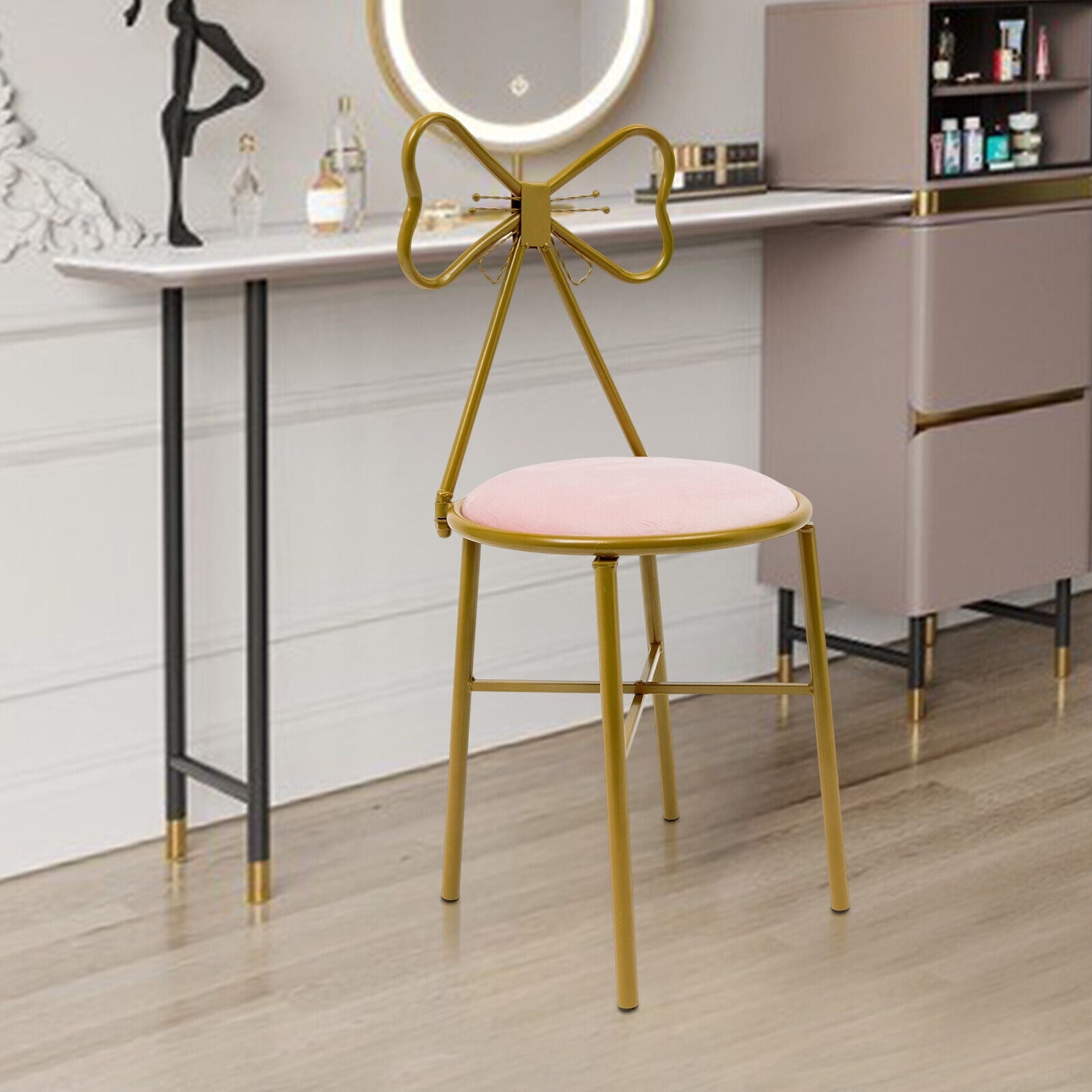Modern Simple Dressing Table Makeup Chair With Stool Pink Vanity ...
