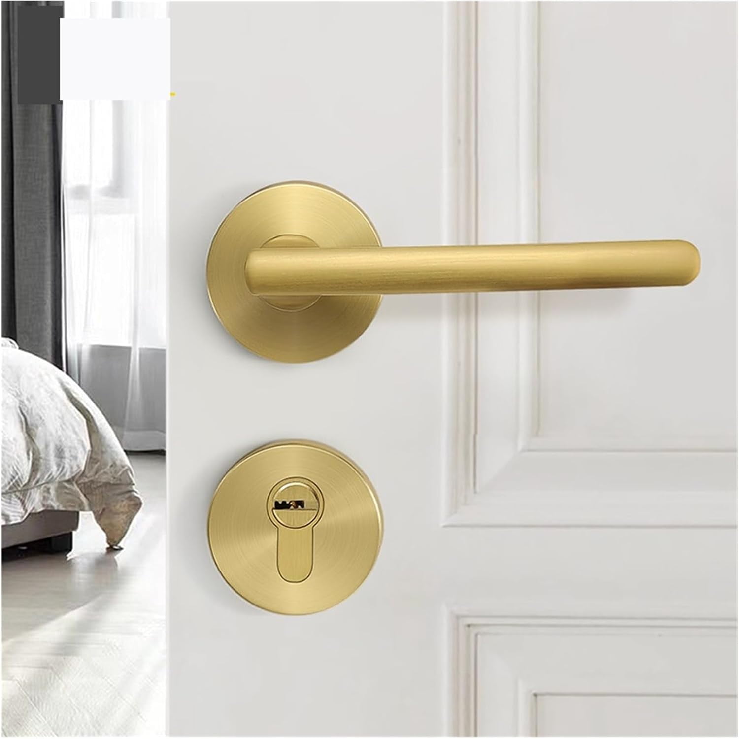 Modern Simple Golden Bedroom Door Lock Retro Chinese Style Indoor Room ...