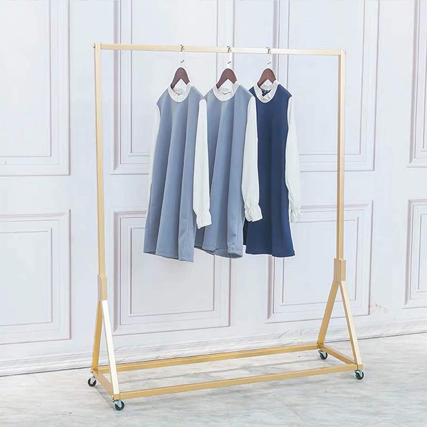 Modern Simple Heavy Duty Metal Rolling Garment Rack with Wheel,Retail ...