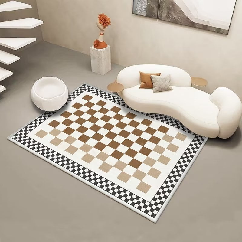 Modern Simple Living Room Carpet Bedrooms r checkerboard Rug Lounge ...