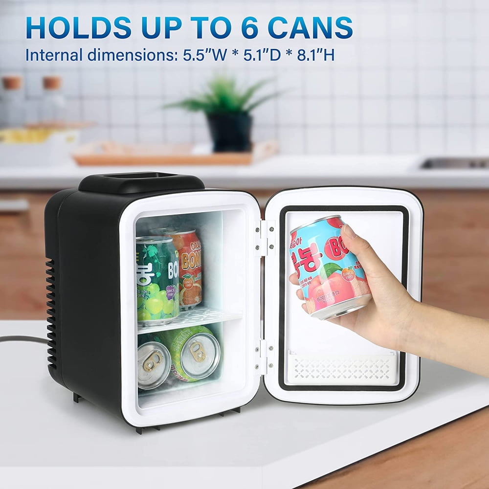 Modern Simple Mini Fridge, 4L/6 Can Portable Cooler & Warmer Freon-Free ...