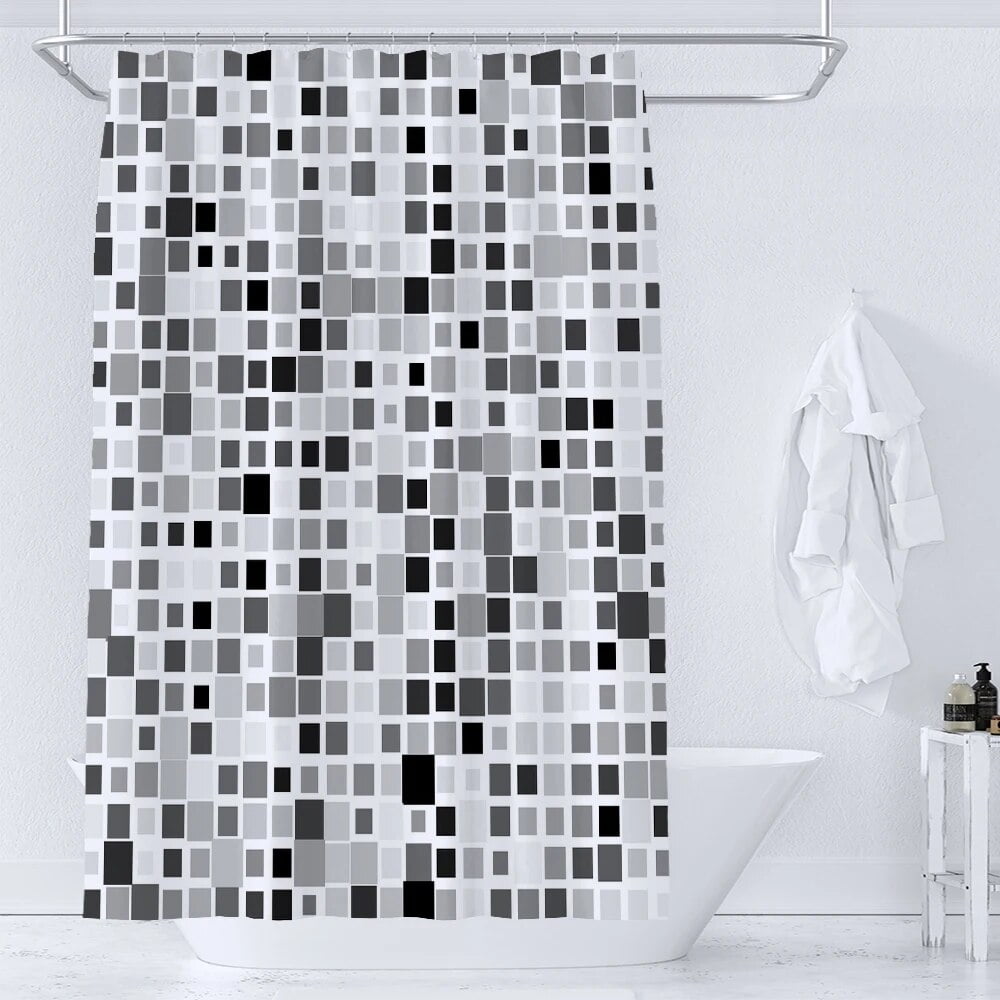 Modern Simple Mosaic Pattern Shower Curtains Waterproof Bathroom ...