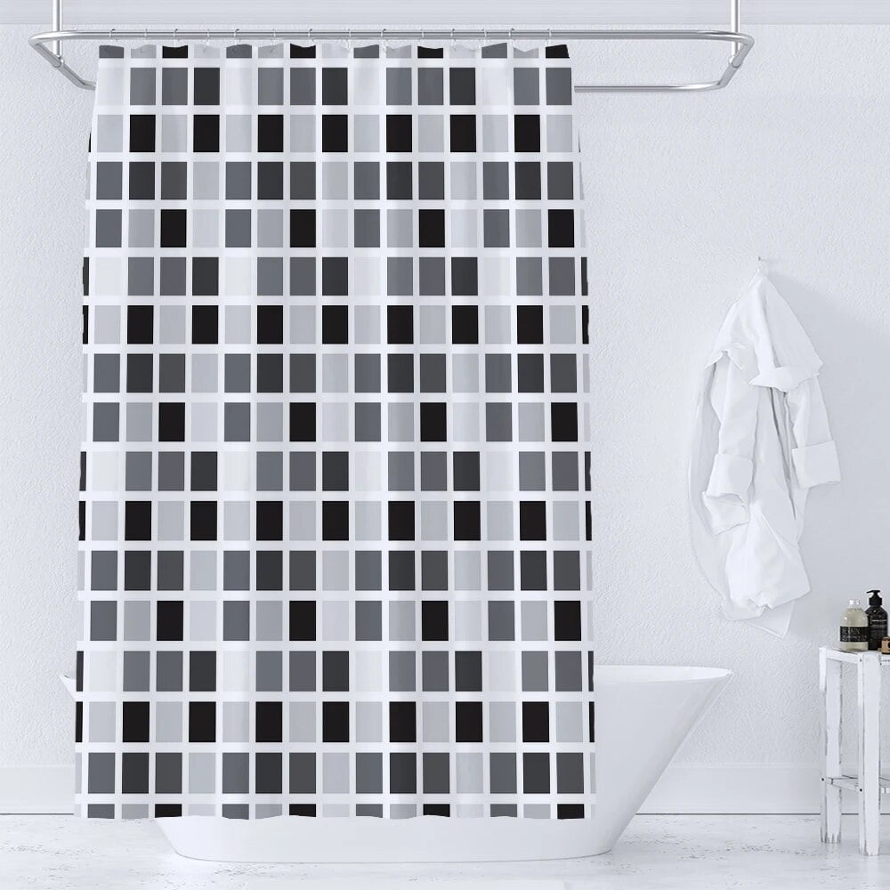 Modern Simple Mosaic Pattern Shower Curtains Waterproof Bathroom ...