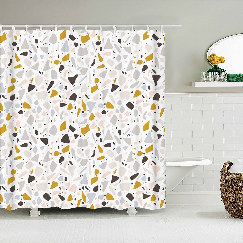 Modern Simple Mosaic Shower Curtain Waterproof Bath Curtains with 12 ...