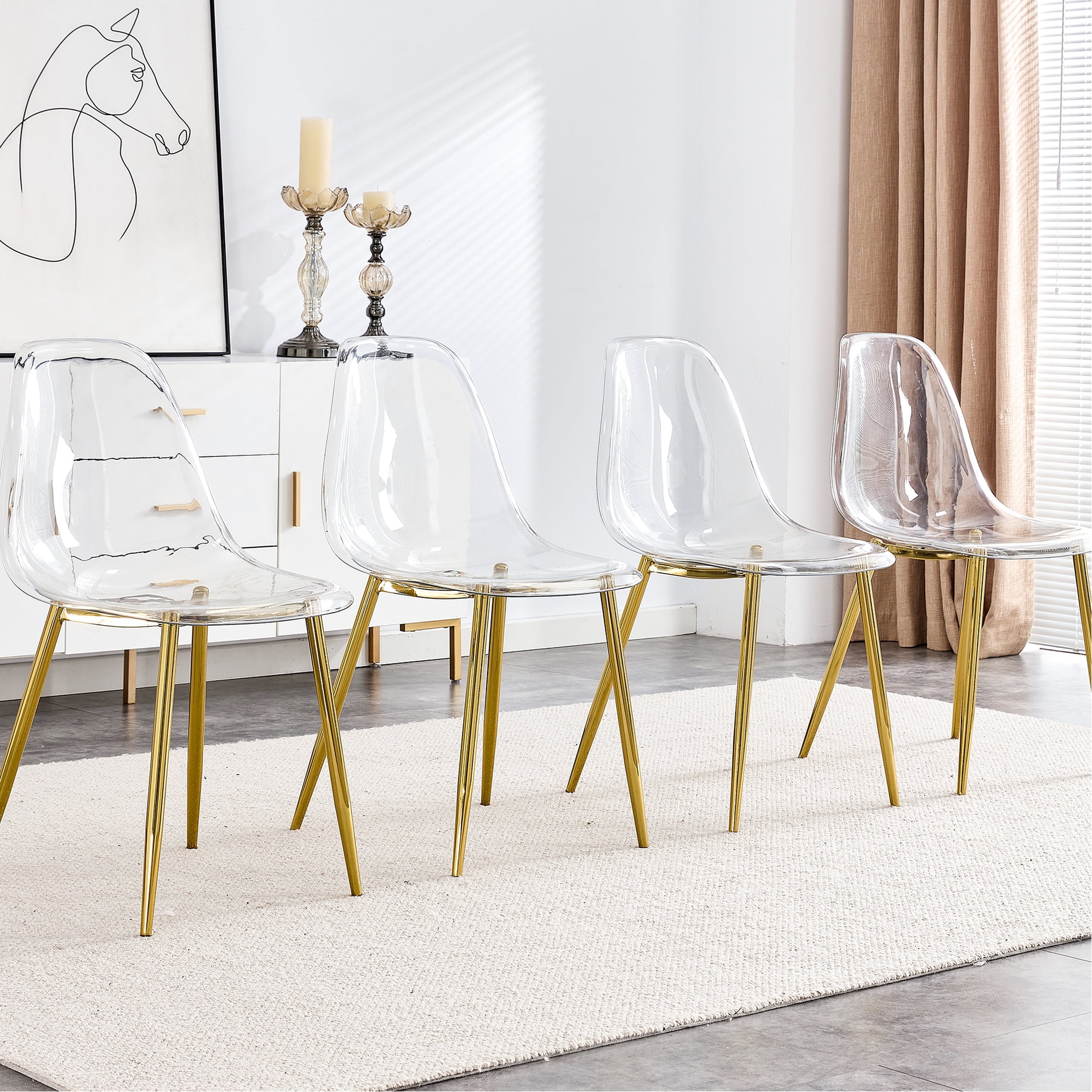 Modern Simple Negotiation Stool - Transparent With Golden Leg Ergonomic ...