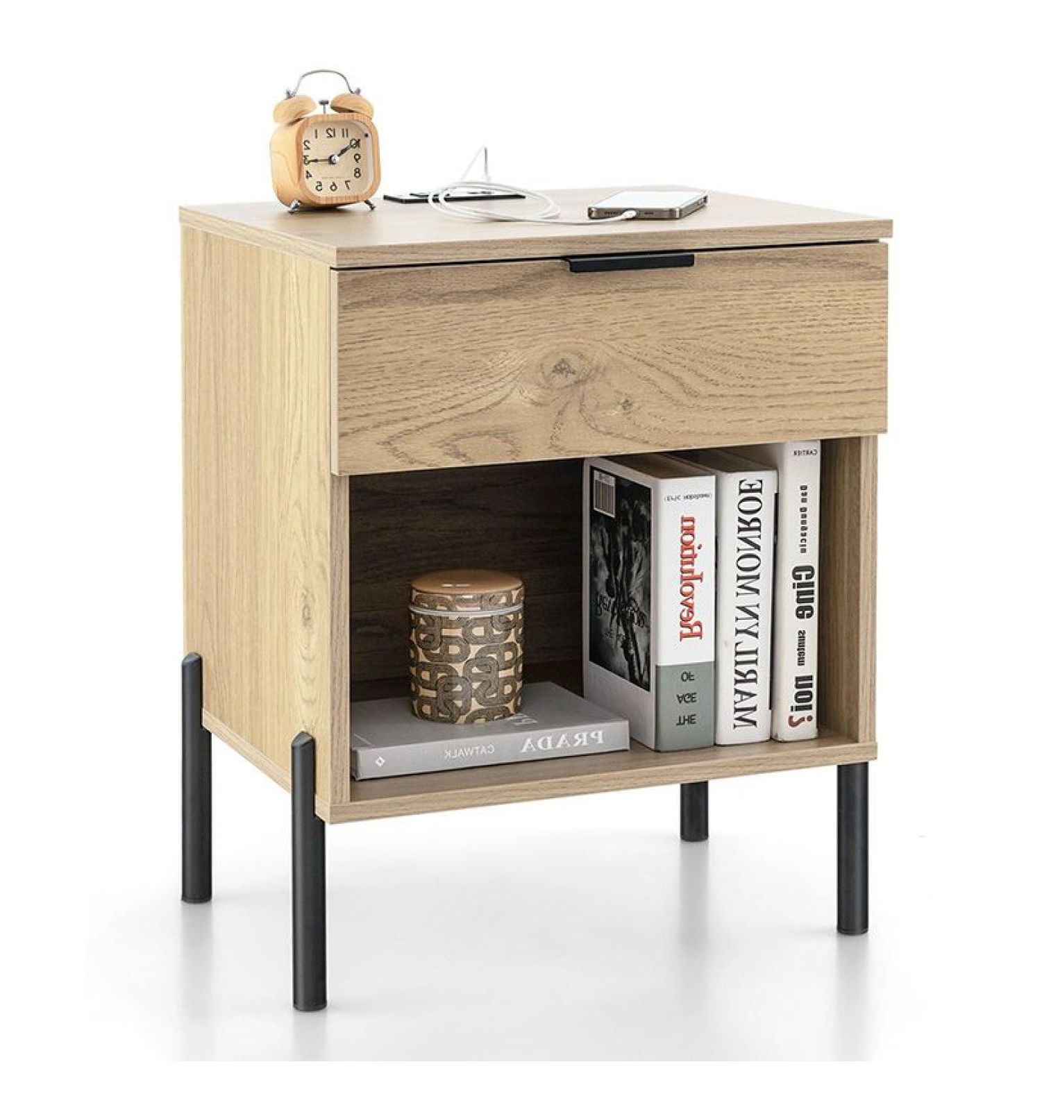 Modern Simple Nightstand with Storage - Walmart.com