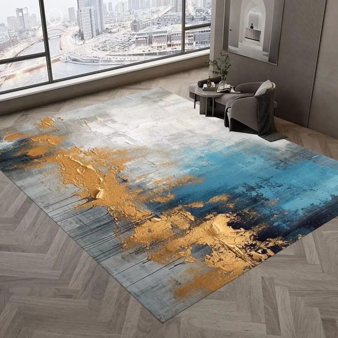 Modern Simple Style Carpet for Living Room Gold Abstract Minimalist ...