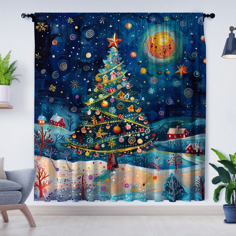 Modern Simple Style Curtains Christmas Tree Curtains Blackout Curtains ...