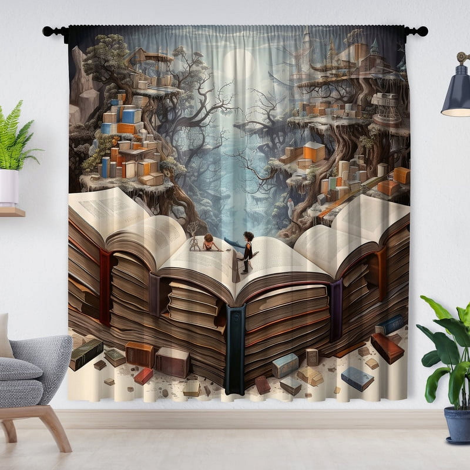 Modern Simple Style Window Curtains, Book Print Window Curtains ...