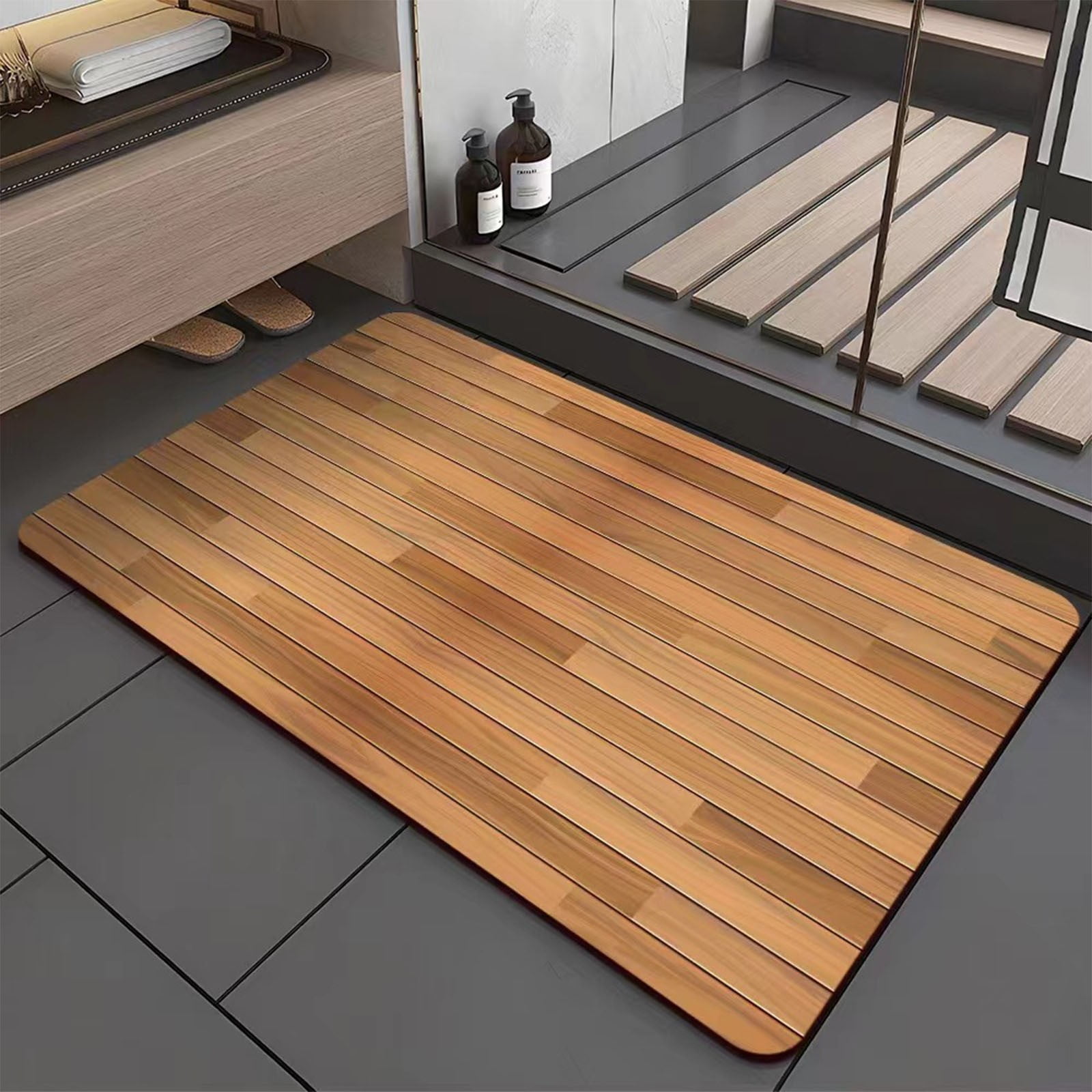 Modern Simples Diatom Mud Floor Mat Line Painting Bath Antis-skids Mat ...