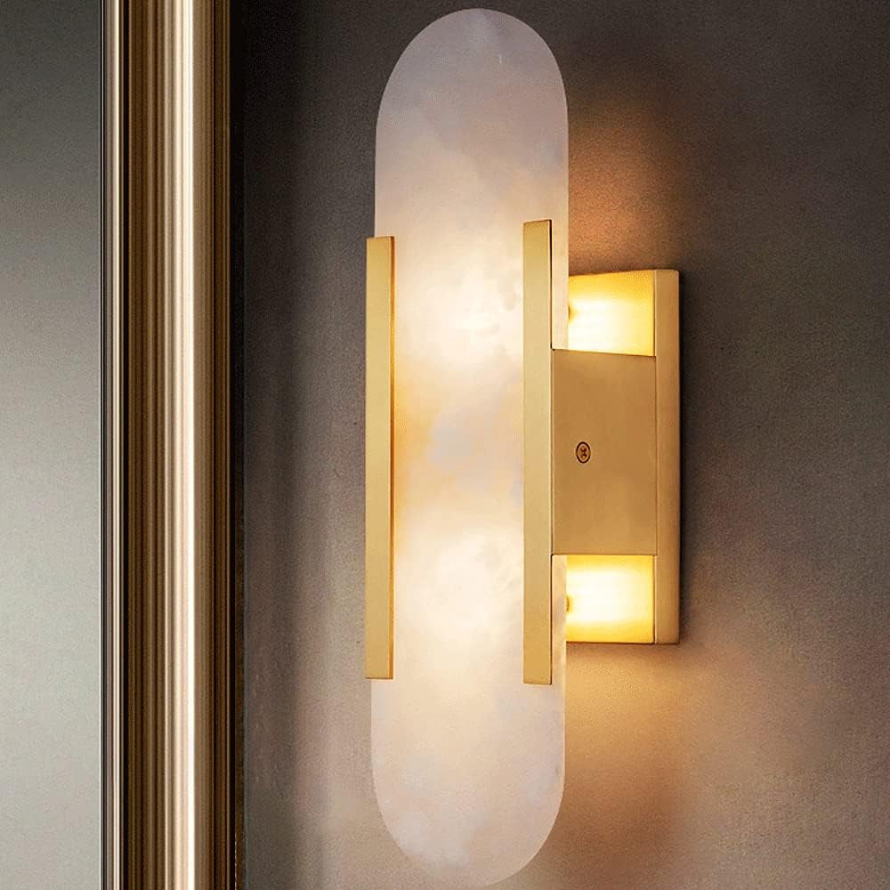 Modern Simplicity All Bronze Wall Lamp Marble Lampshade Wall Light High ...
