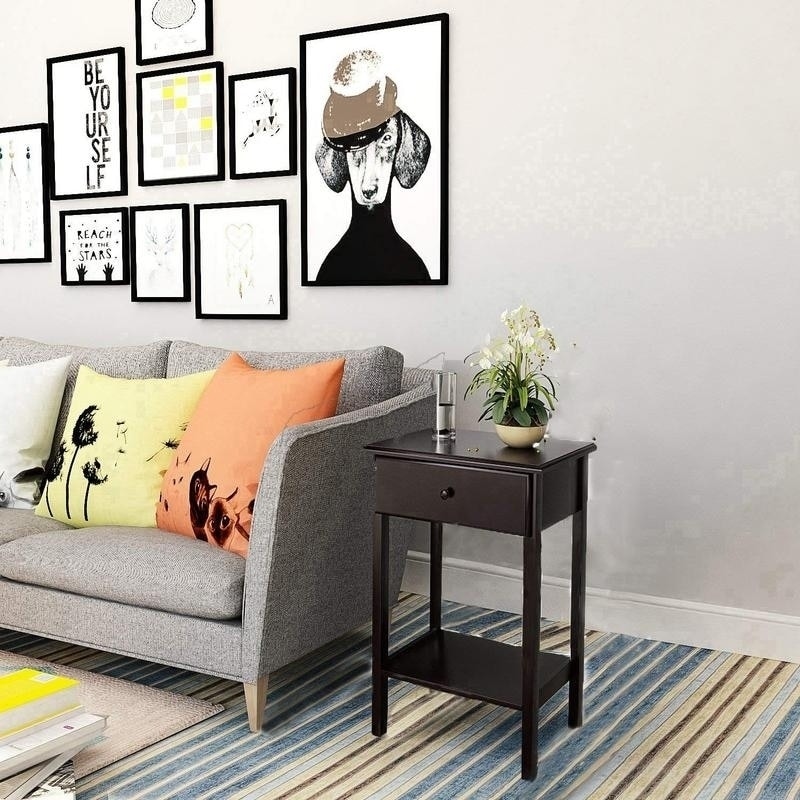 Modern Simplicity Nightstand with Drawer Coffee - Walmart.com