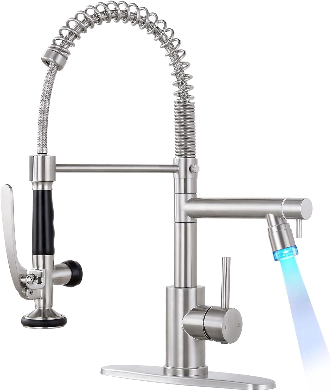 Modern Single Handle Kitchen Faucet with Pull Down Sprayer and LED ...