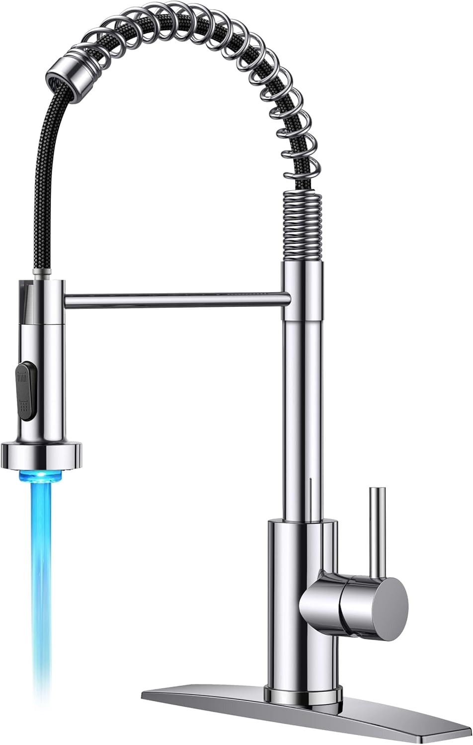 Modern Single Handle Stainless Steel Kitchen Faucet with LED Light and ...