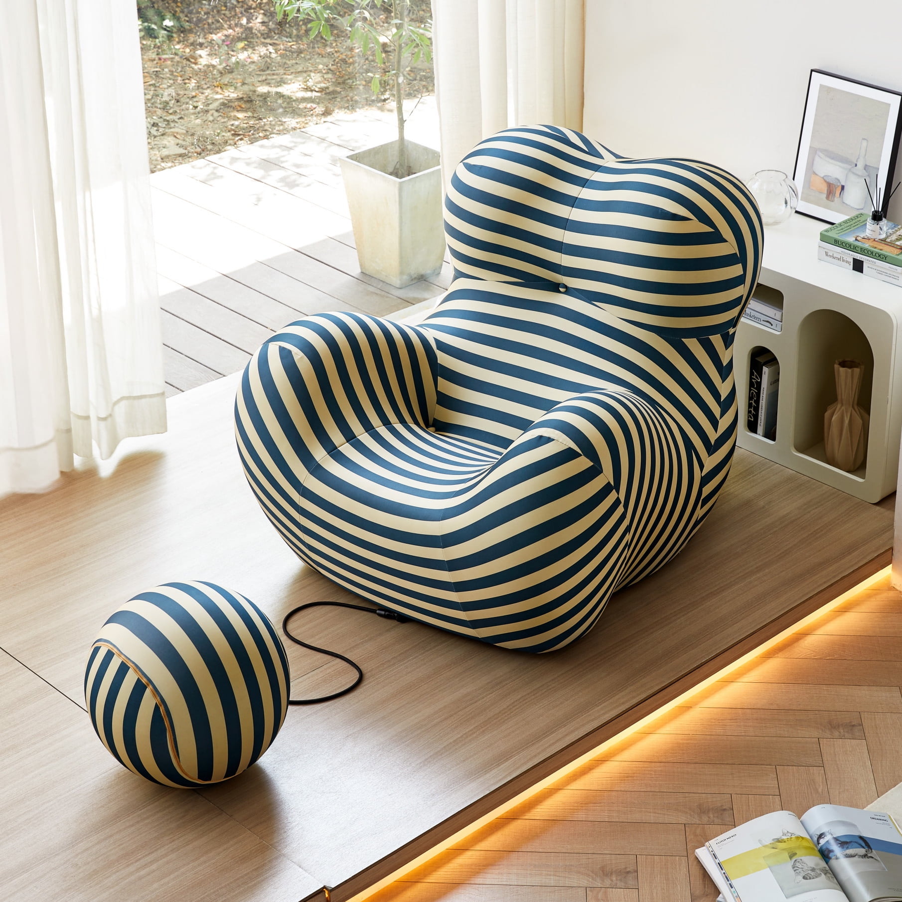 Modern Single Lazy Sofa, Striped Lounge Recliner for Adults, Teens ...