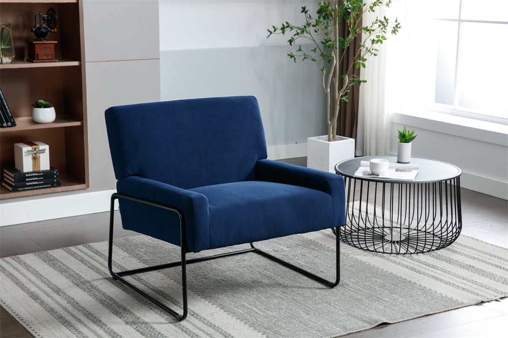 Modern Single Sofa Arm Chair with Curved High Back and Metal Frame ...