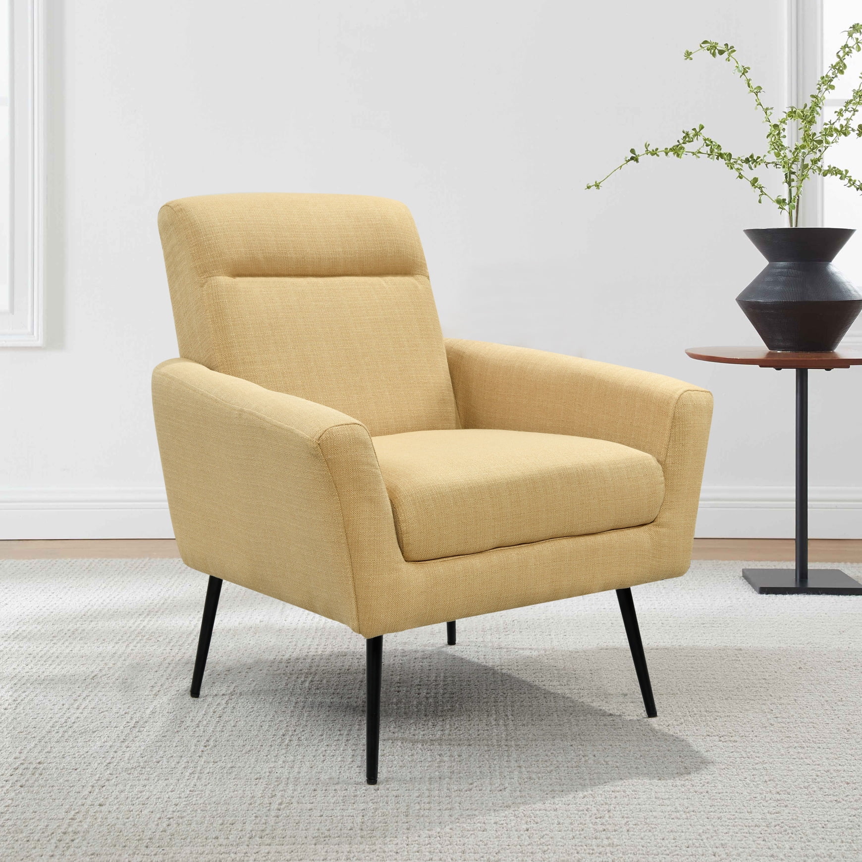 Modern Single Sofa Chair with High Back and Soft Armrest, Linen ...