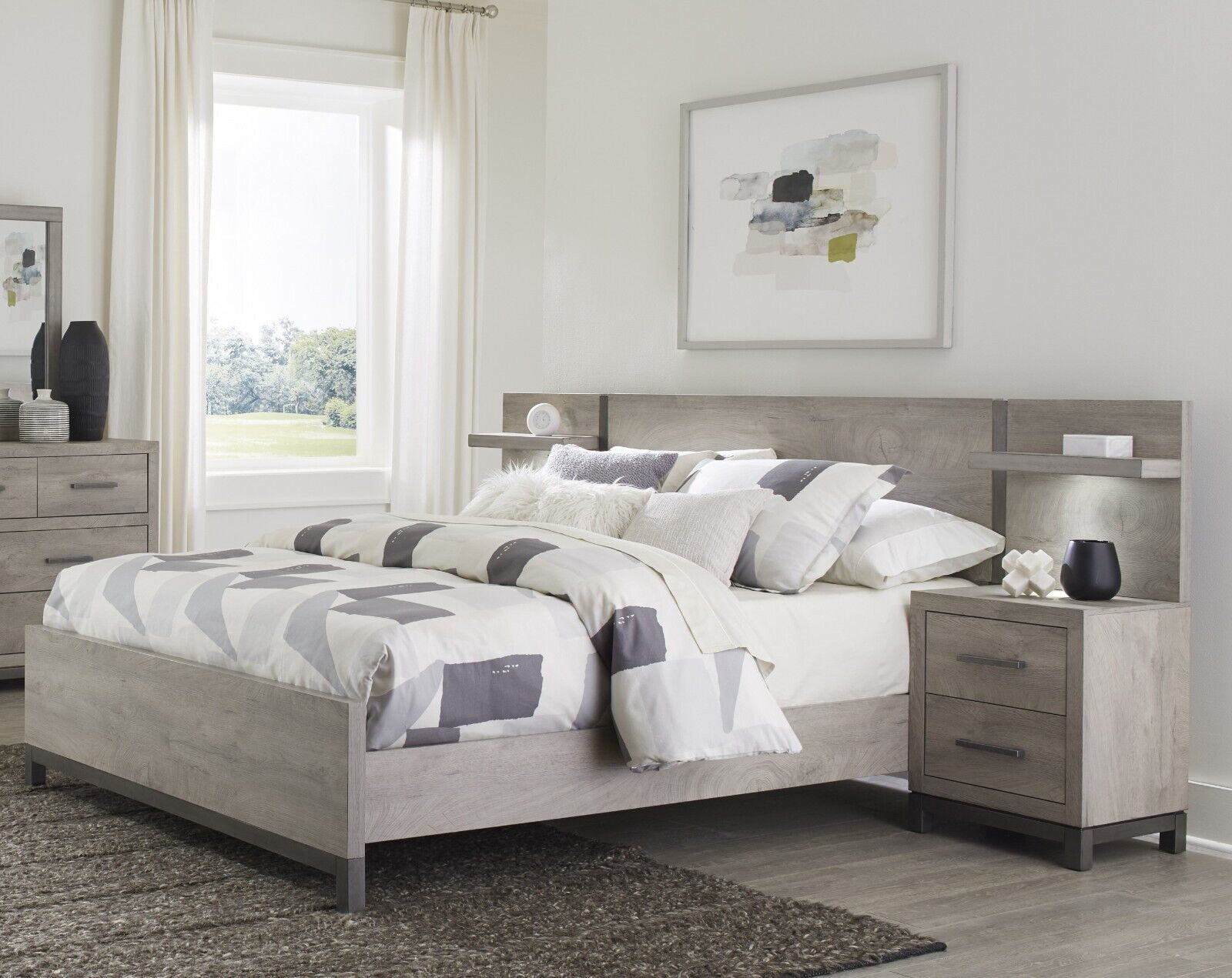 Juego de 5 Piezas Moderno, Muebles de Dormitorio, Cama Queen, Mesitas ...