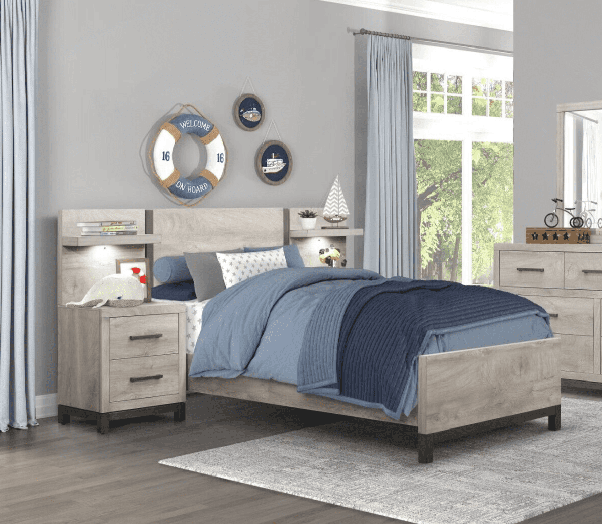 Modern Sleek Design 5pc Set Bedroom Furniture Twin Bed and Two ...